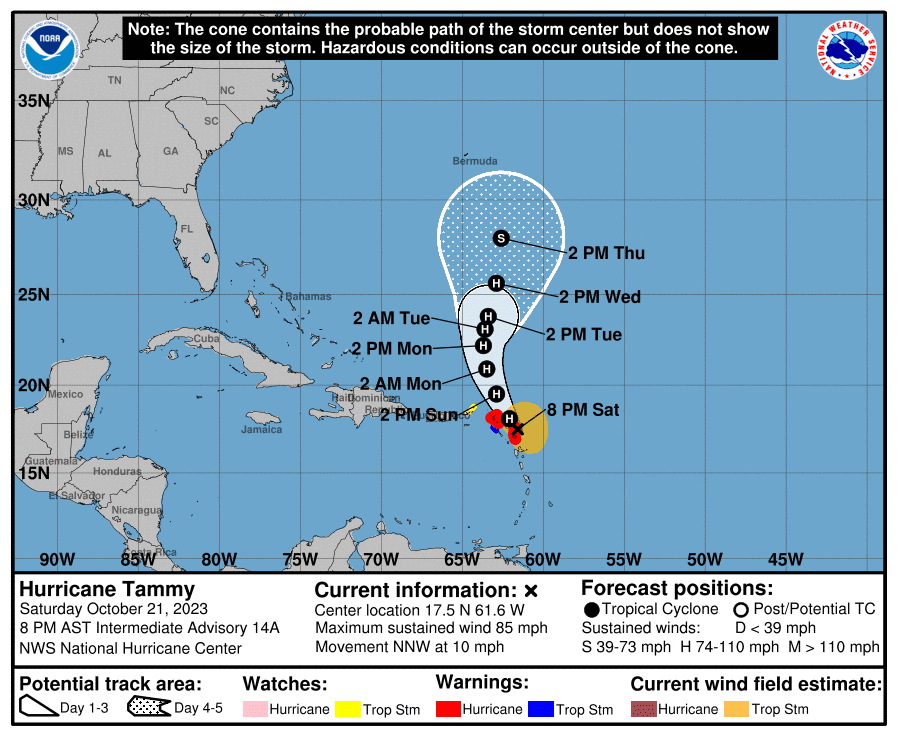 Hurricane Tammy Update: System Forecast to Pass Near the USVI, Puerto ...